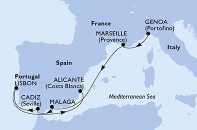 Itinerários do cruzeiro MSC Orchestra | MSC Cruzeiros